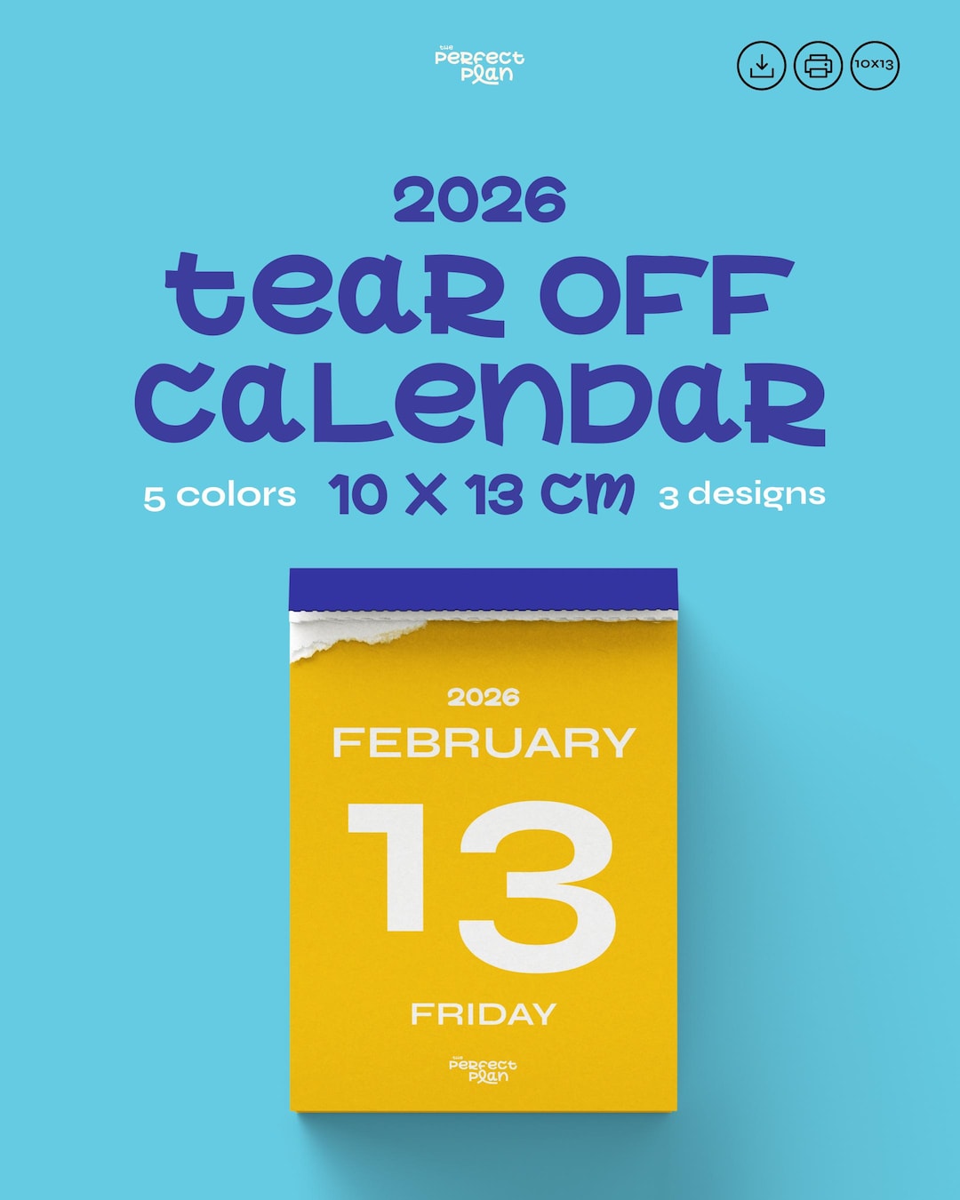 2026 Tear-off Daily Calendar: 3 Designs, 5 Colors (printable Digital ...