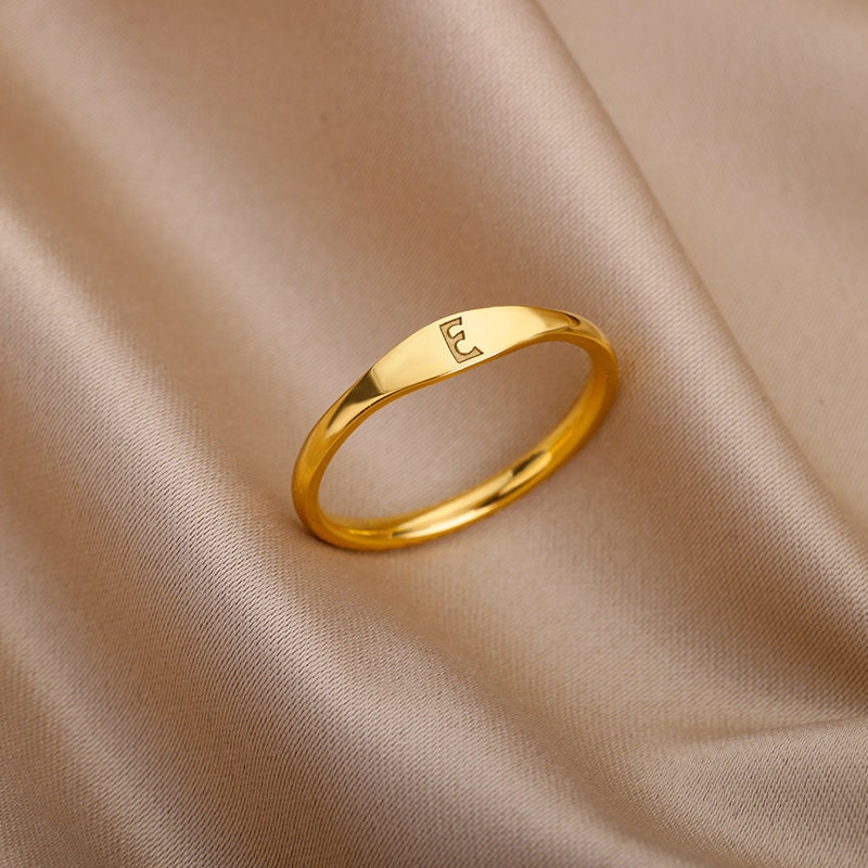 Custom Initial Ring Engraved Letter Ring Personalised Signet - Etsy
