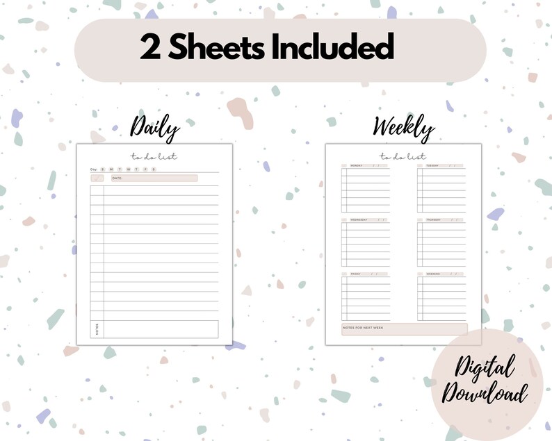 Printable to Do List . Daily Weekly Check List. PDF Digital Editable ...