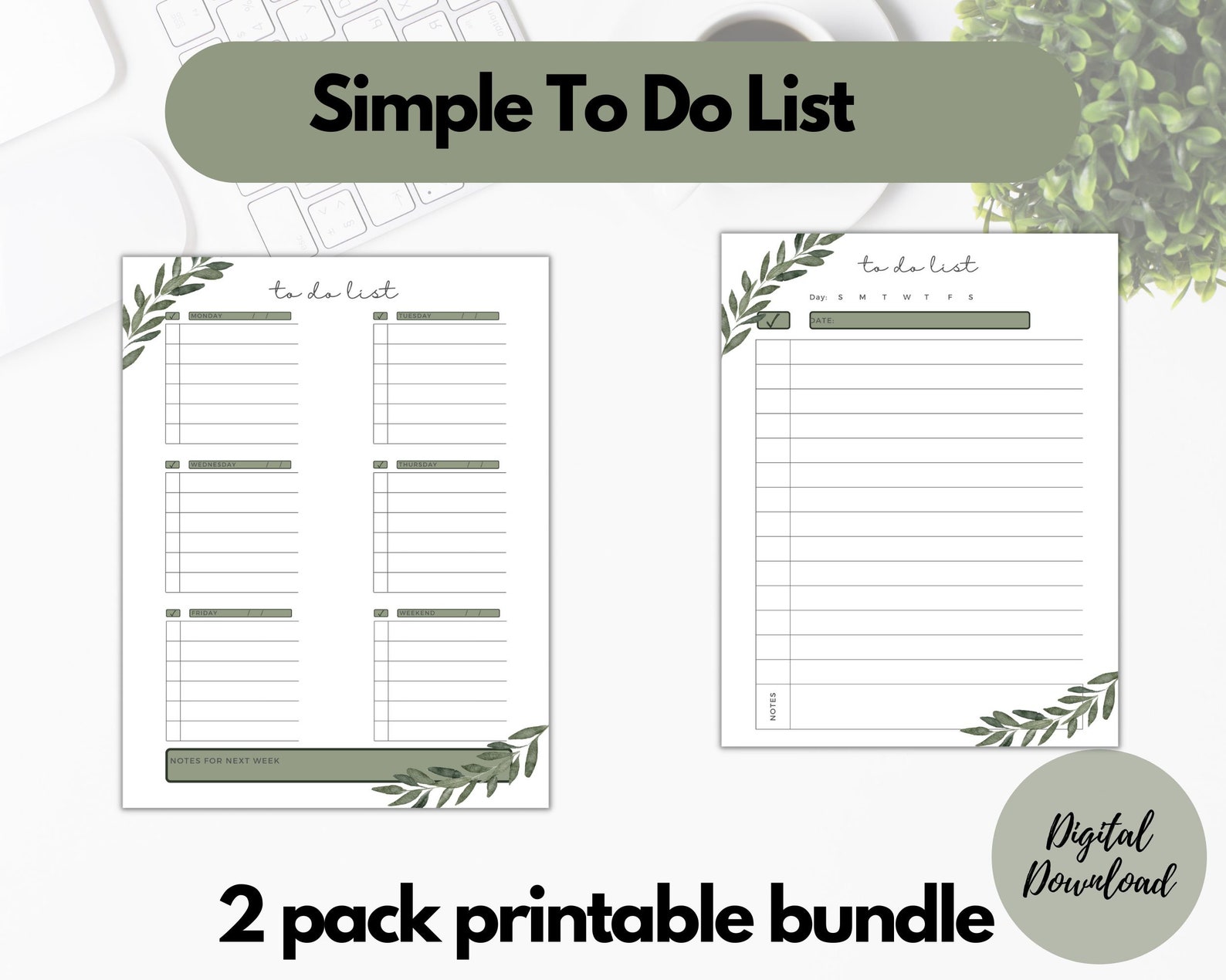 Printable to Do List . Daily Weekly Check List. PDF Digital Editable ...