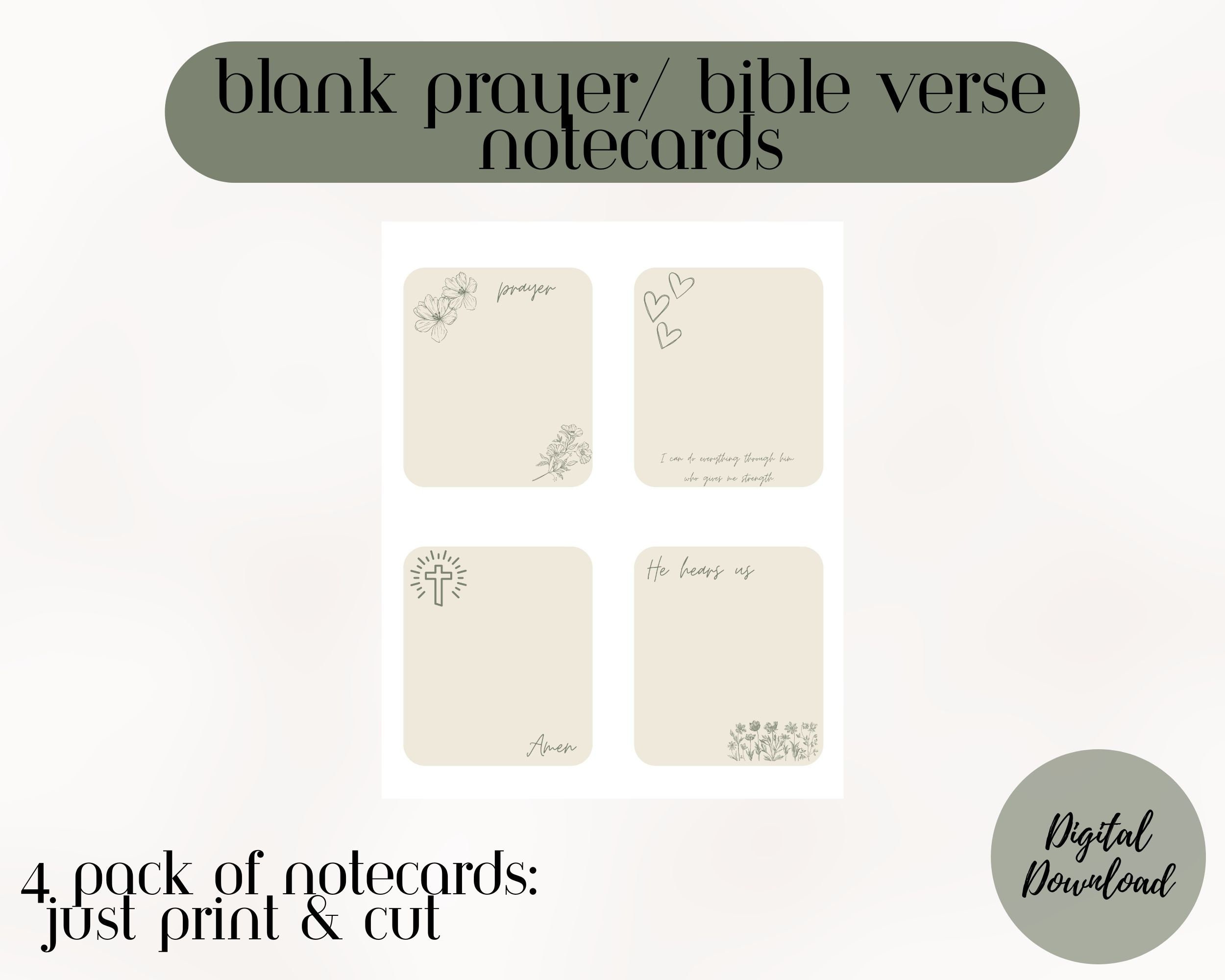 Blank Scripture Cards. Printable Bible Journaling Notecards. Christian ...