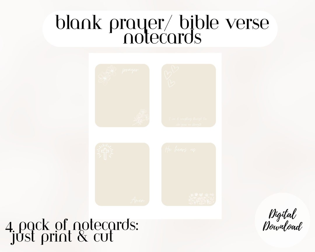 Blank Scripture Cards. Printable Bible Journaling Notecards. Christian ...