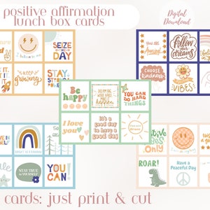 Lunch Box Notes . Printable Positive Affirmation Cards for Kids . Back ...