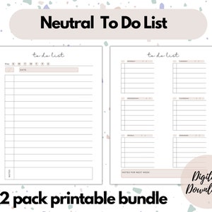 Printable to Do List . Daily Weekly Check List. PDF Digital Editable ...