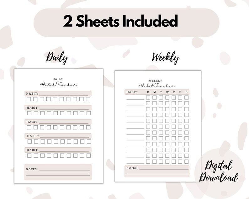 Printable Habit Tracker . Daily & Weekly Tracking. PDF Digital Editable ...