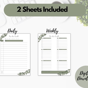 Printable to Do List . Daily Weekly Check List. PDF Digital Editable ...