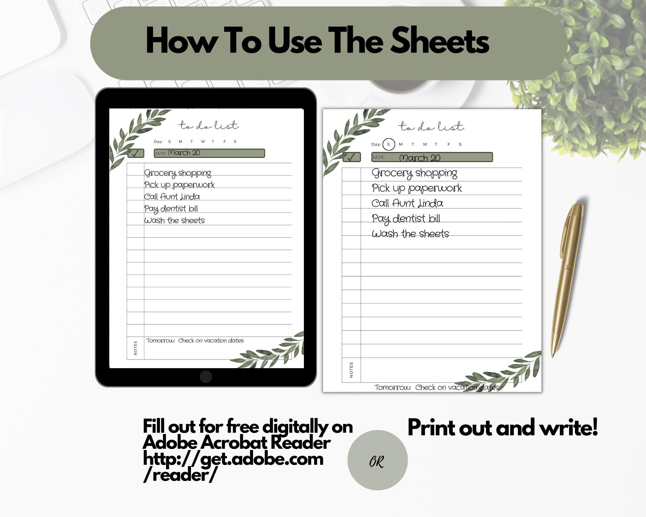 Printable to Do List . Daily Weekly Check List. PDF Digital Editable ...