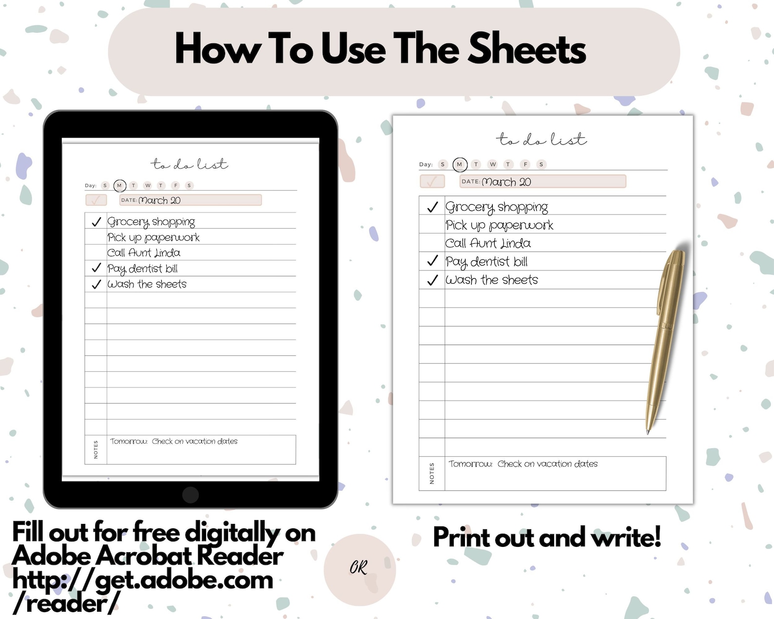 Printable to Do List . Daily Weekly Check List. PDF Digital Editable ...