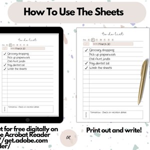 Printable to Do List . Daily Weekly Check List. PDF Digital Editable ...