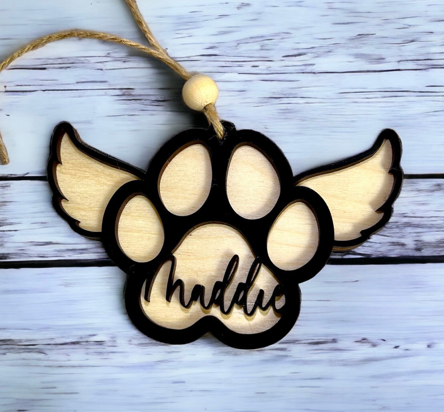 Paw Print Pet Angel Memorial Ornament | Dog | Cat |wood | Suncatcher ...