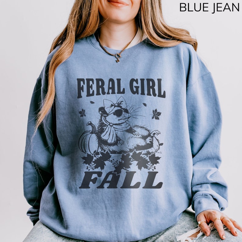 Feral Girl Fall Opossum Shirt, Possum Lover Gift, Cute Autumn Comfort ...