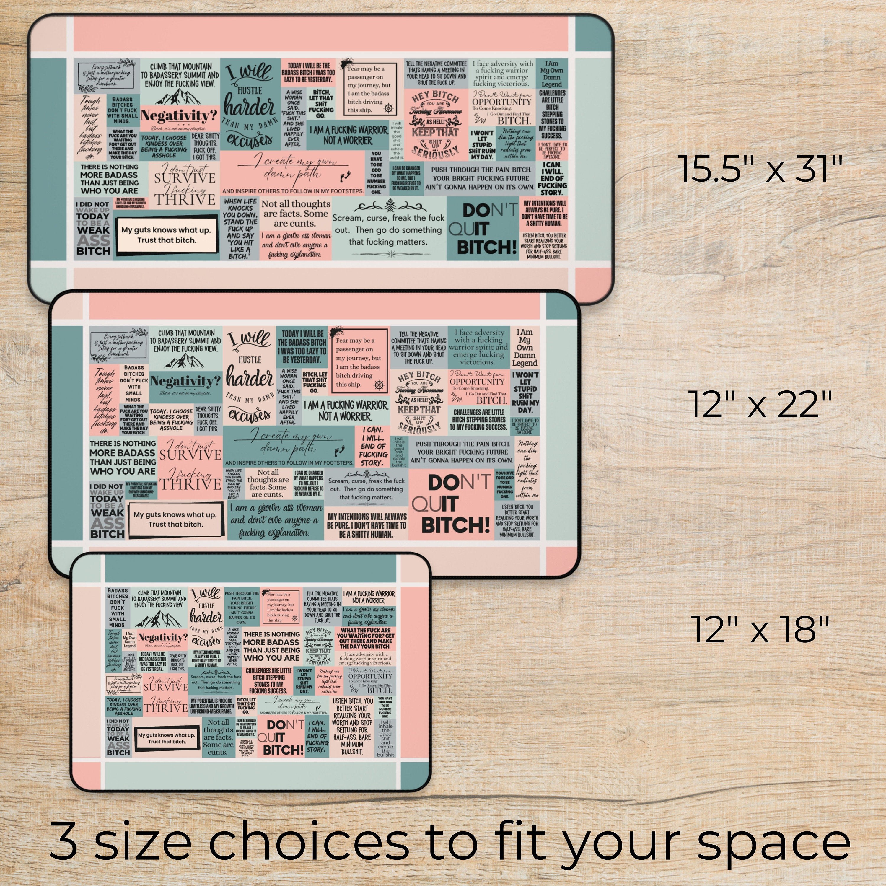 Badass Affirmation Desk Mat for Strong Women, Swear Affirmations Xl ...