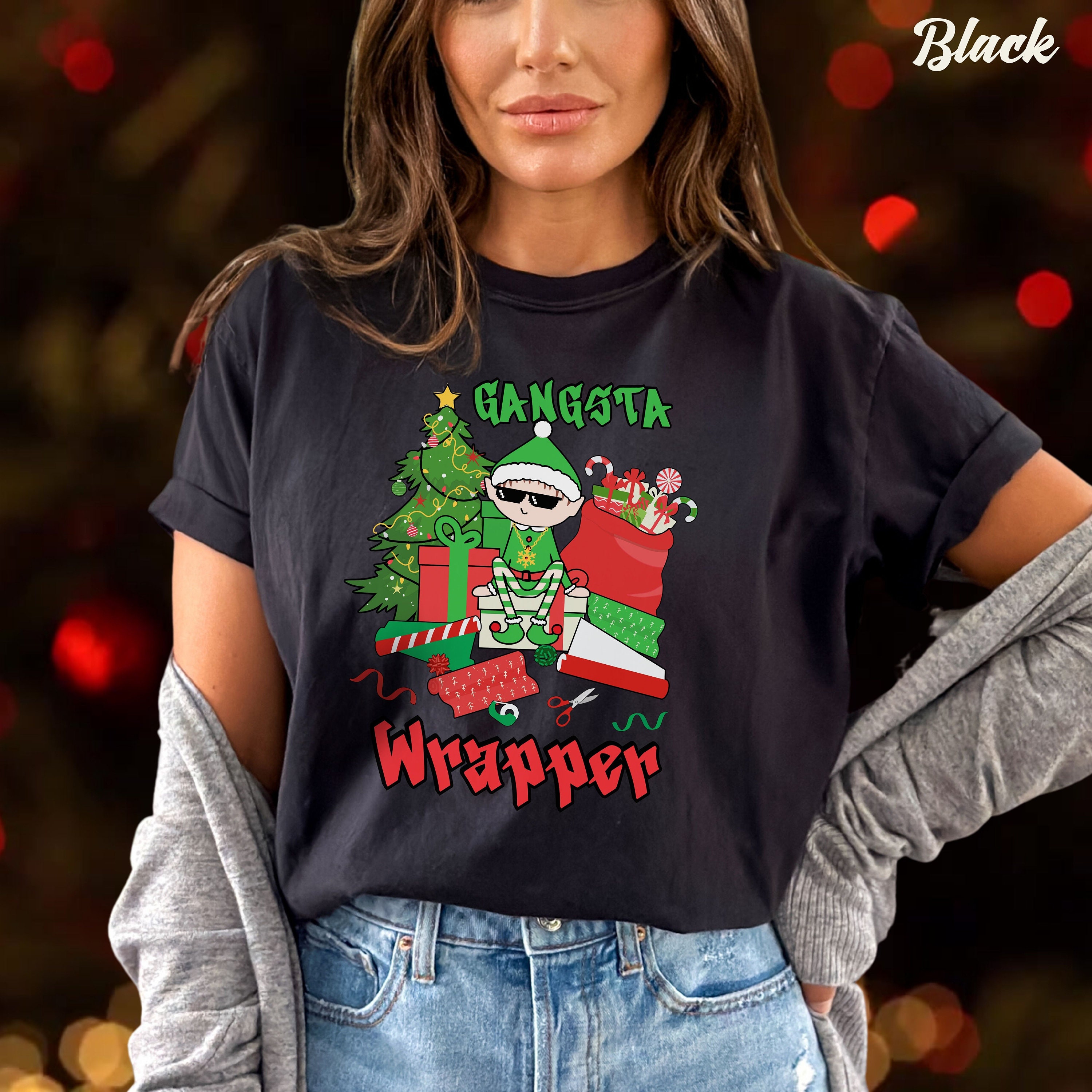 Gift Wrapping Shirt for Her Christmas Elf Gangsta Wrapper - Etsy