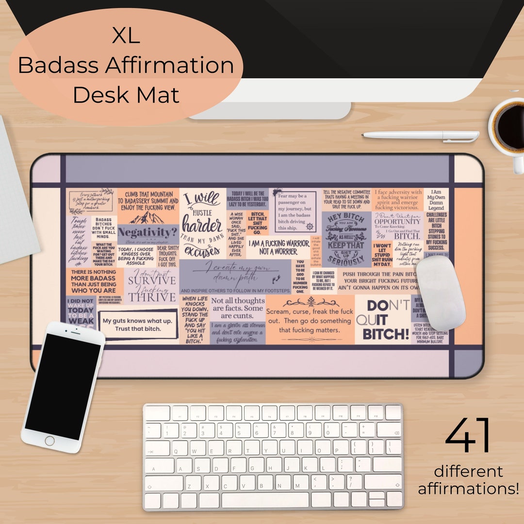 Badass Affirmation Desk Mat for Strong Women, Swear Affirmations Xl ...