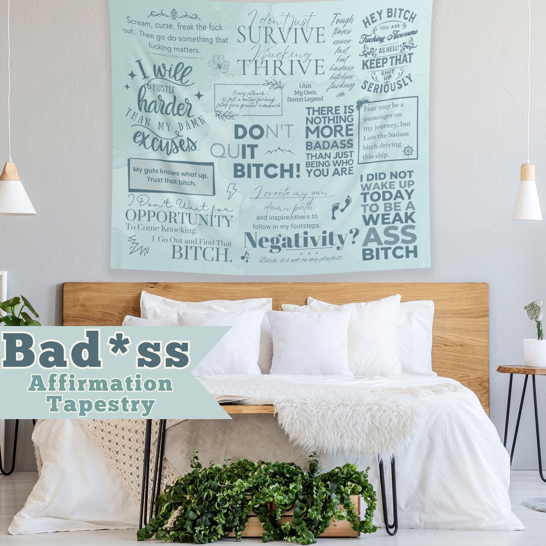 Sweary Affirmation Tapestry for Badass Women, Swear Affirmations Wall ...