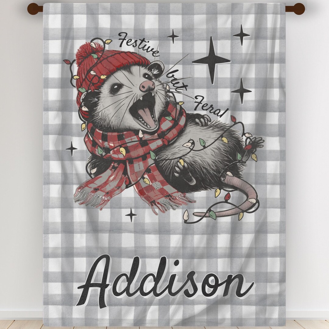 Personalized Feral Possum Christmas Lights Blanket, Custom Funny ...