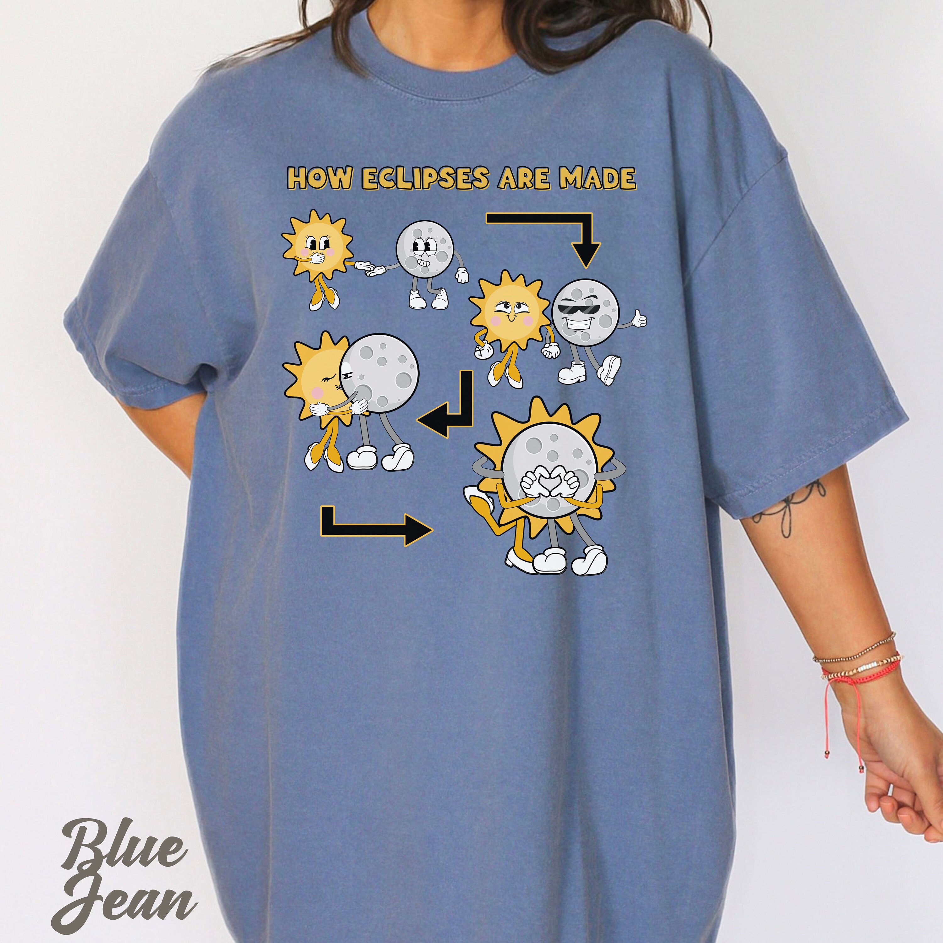 Retro Mascot Solar Eclipse T-shirt, Comfort Colors Sun Moon Cartoon ...