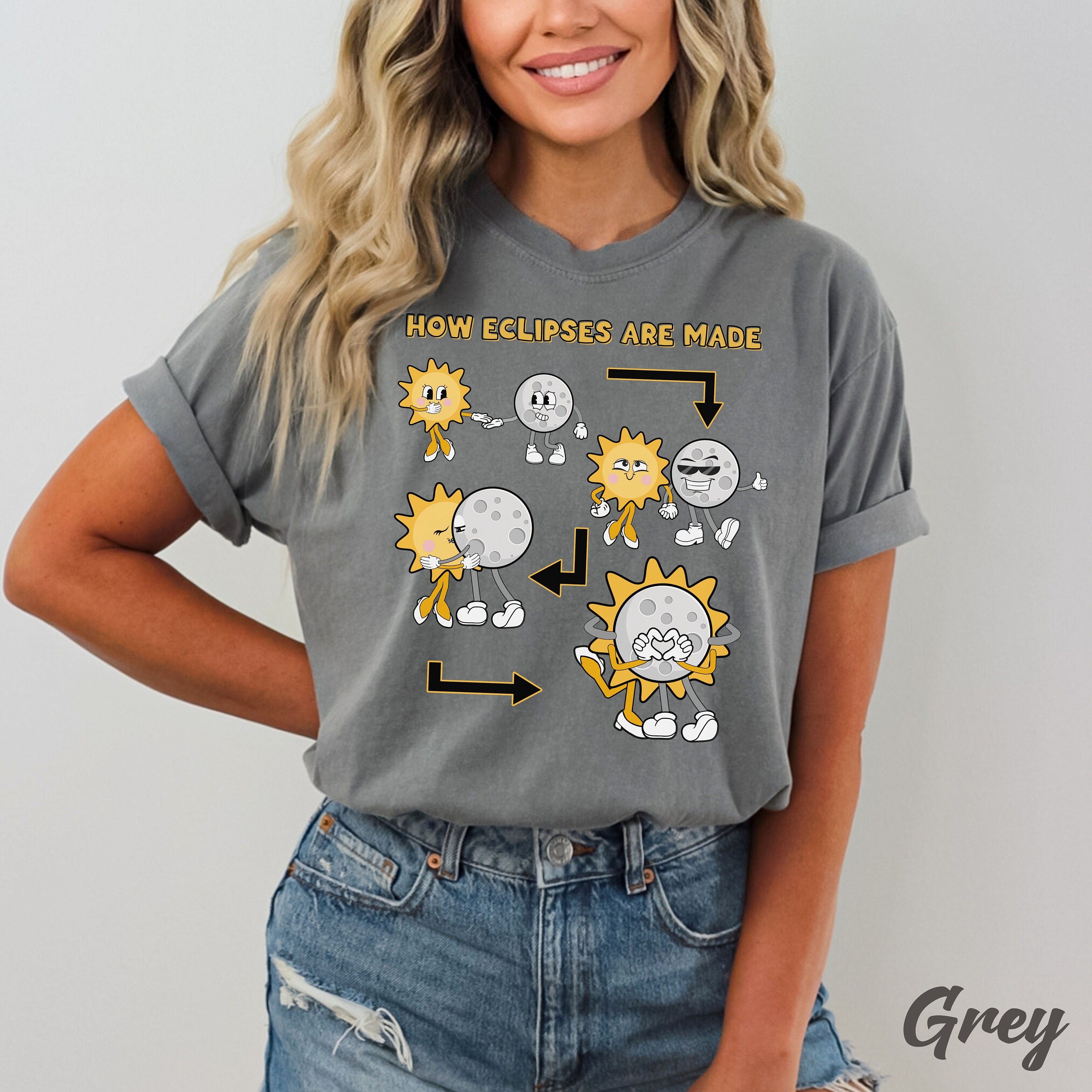 Retro Mascot Solar Eclipse T-shirt, Comfort Colors Sun Moon Cartoon ...
