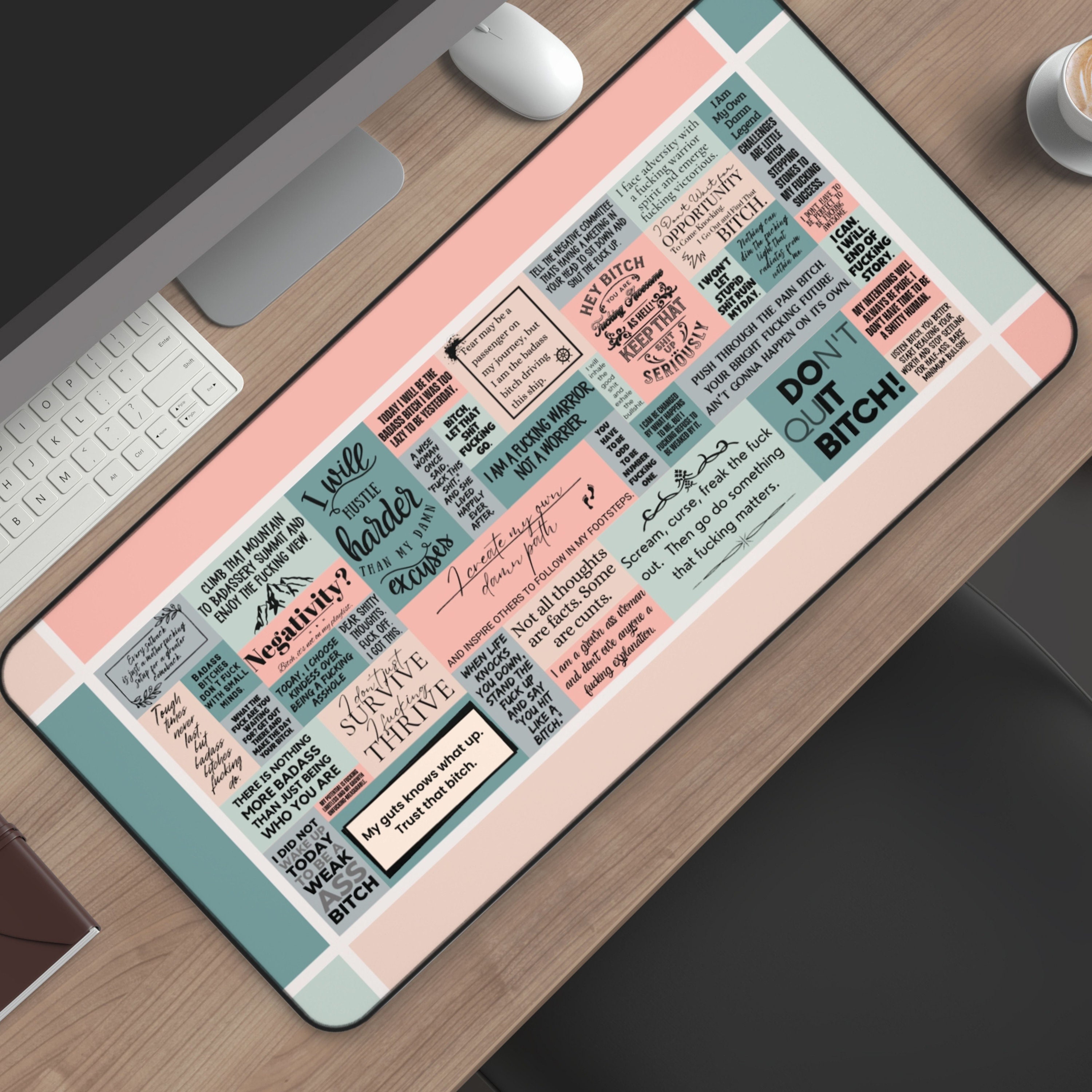 Badass Affirmation Desk Mat for Strong Women, Swear Affirmations Xl ...