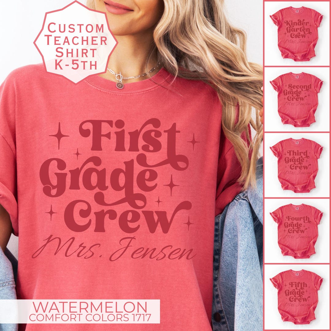 Personalized Preppy 1st Grade Teacher Shirt, Monochromatic Comfort ...