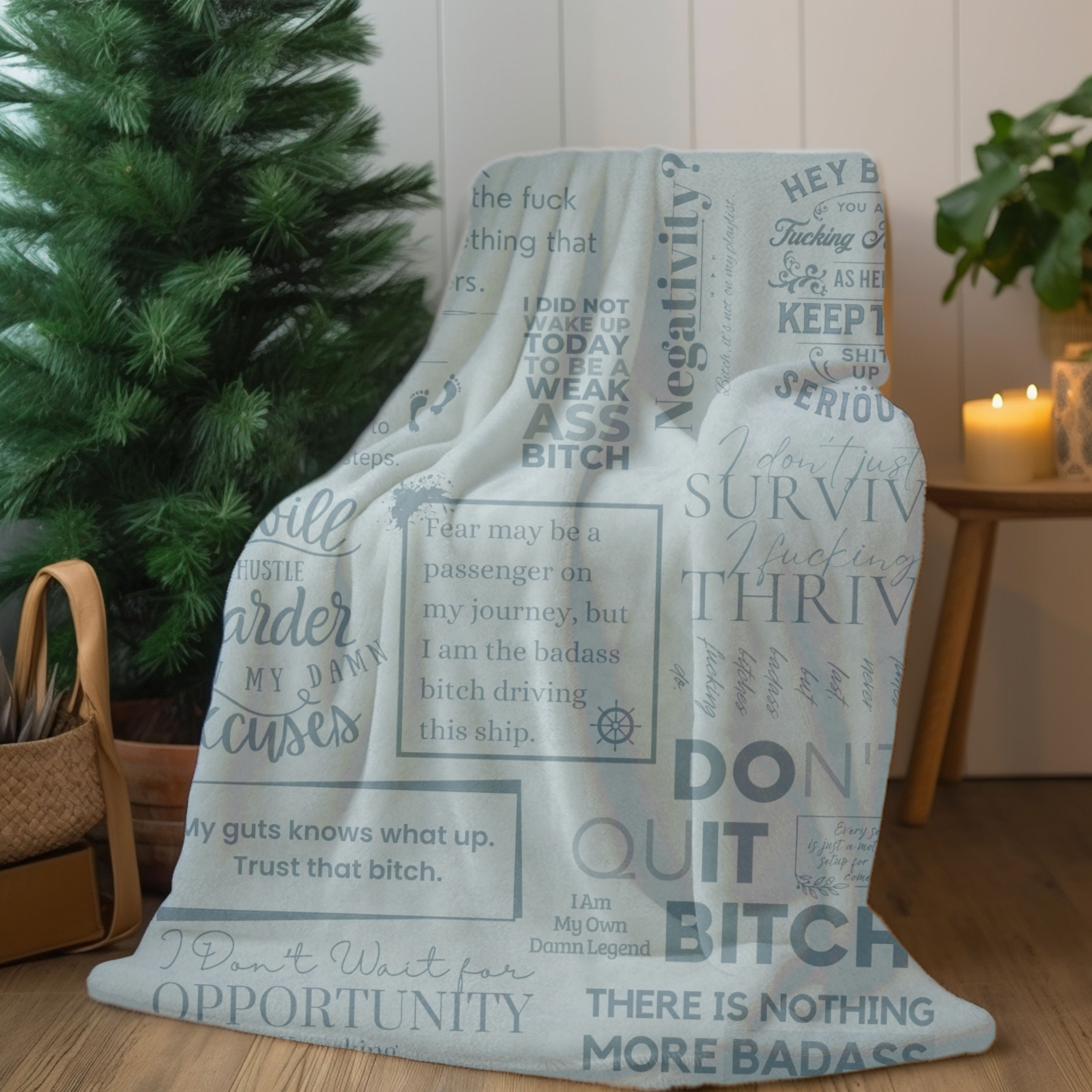 Badass Affirmation Blanket for Strong Women, Sweary Affirmations Throw Blanket for Badass Women ...