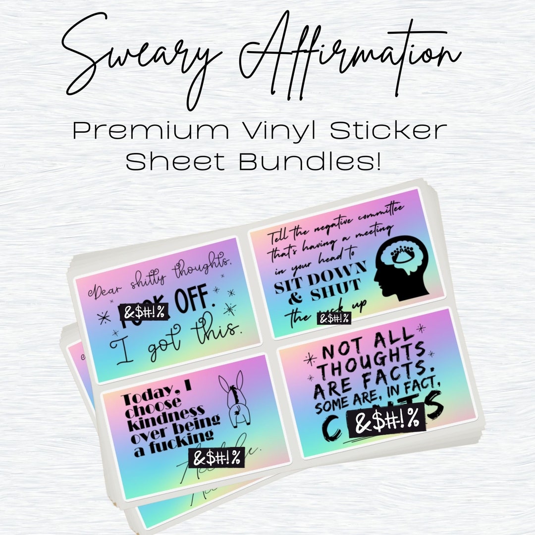 Badass Affirmation Sticker Sheets, F Word Profanity Inspirational ...