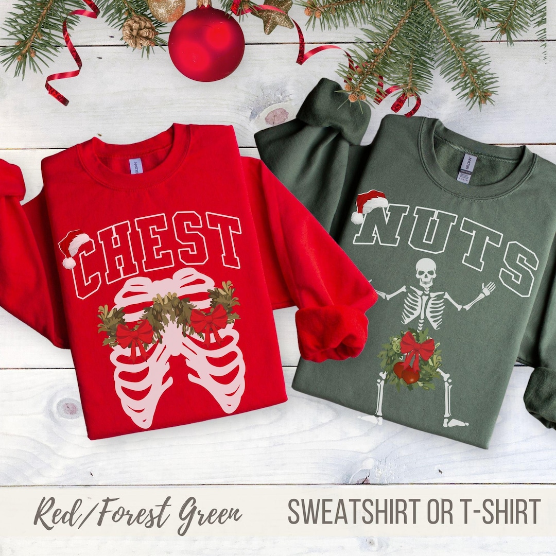 Inappropriate Chest Nuts Matching Couples Christmas Sweatshirts, Funny ...