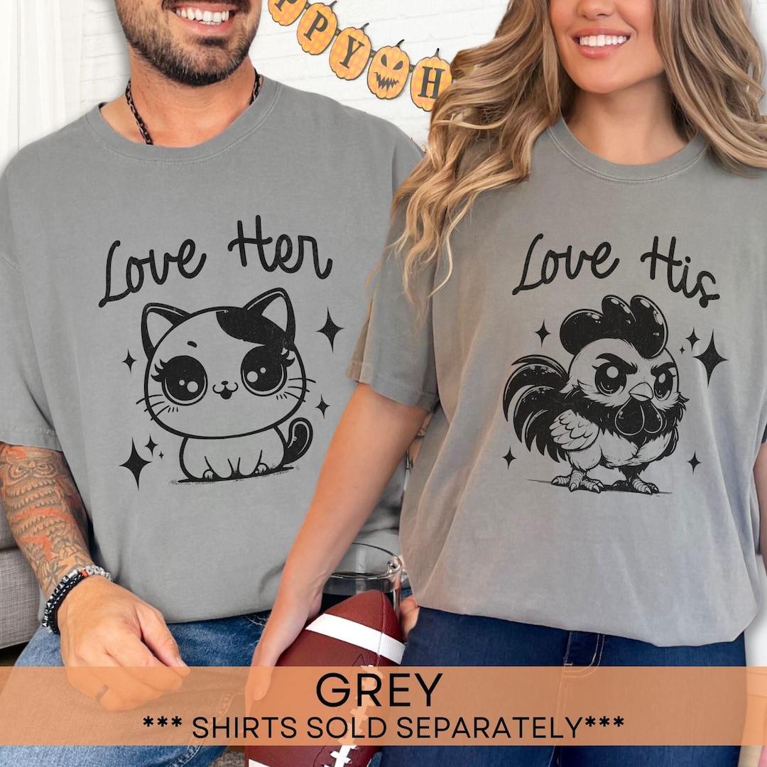 Inappropriate Matching Couples Holiday Shirts, Couple Match Cat Rooster ...