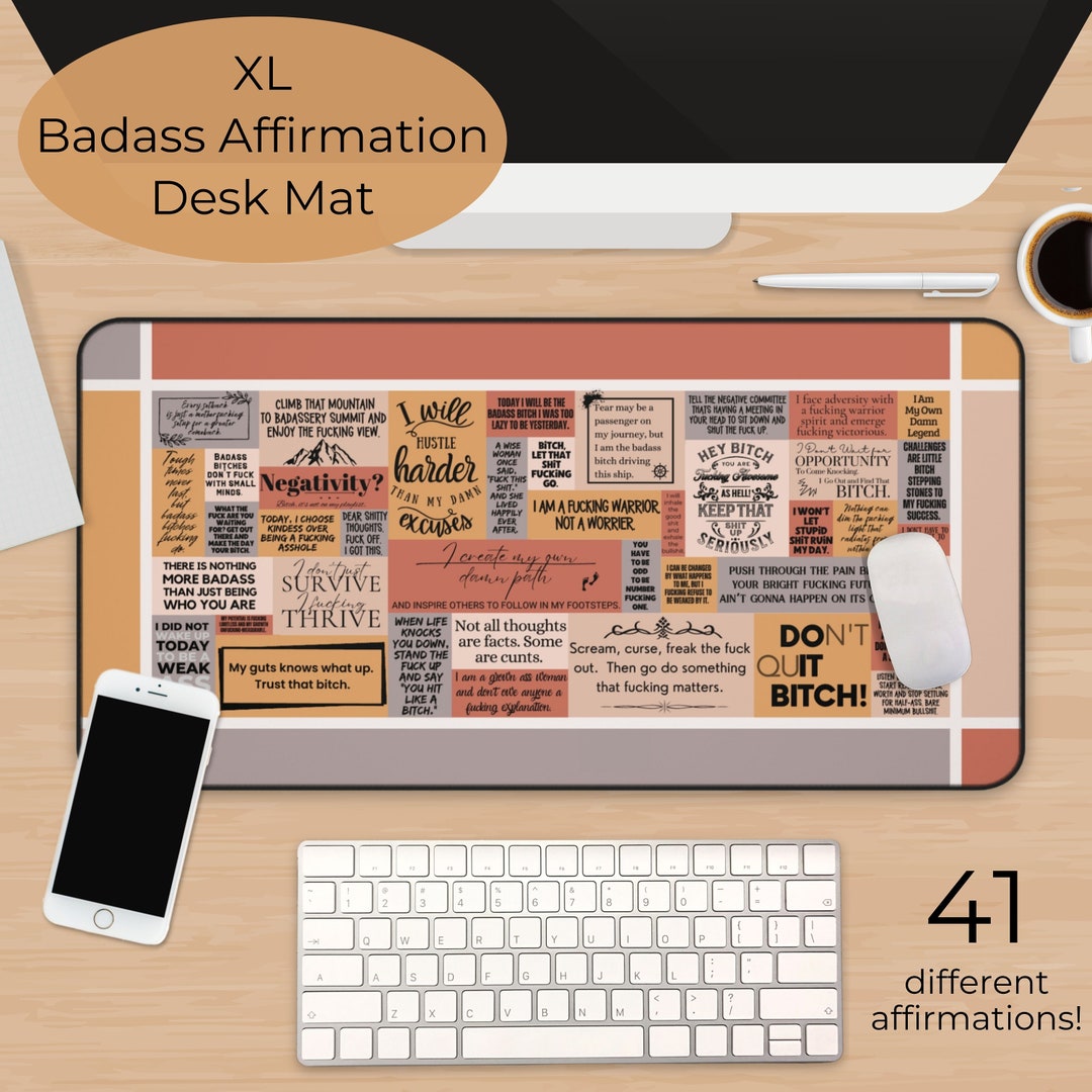 Badass Affirmation Desk Mat for Strong Women, Swear Affirmations Xl ...