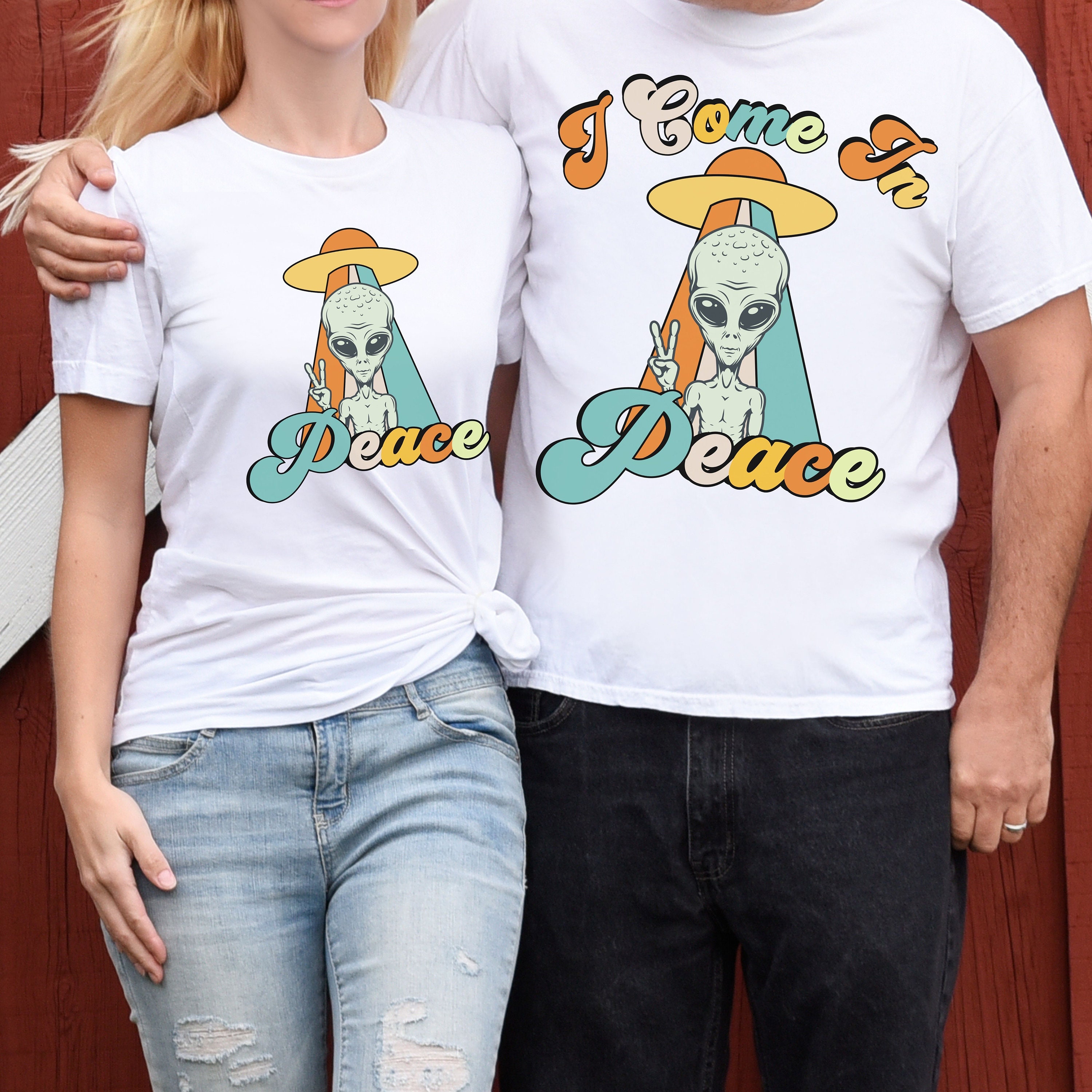 Raunchy Matching Retro Alien Couples T-shirt, Inappropriate Humor, His ...