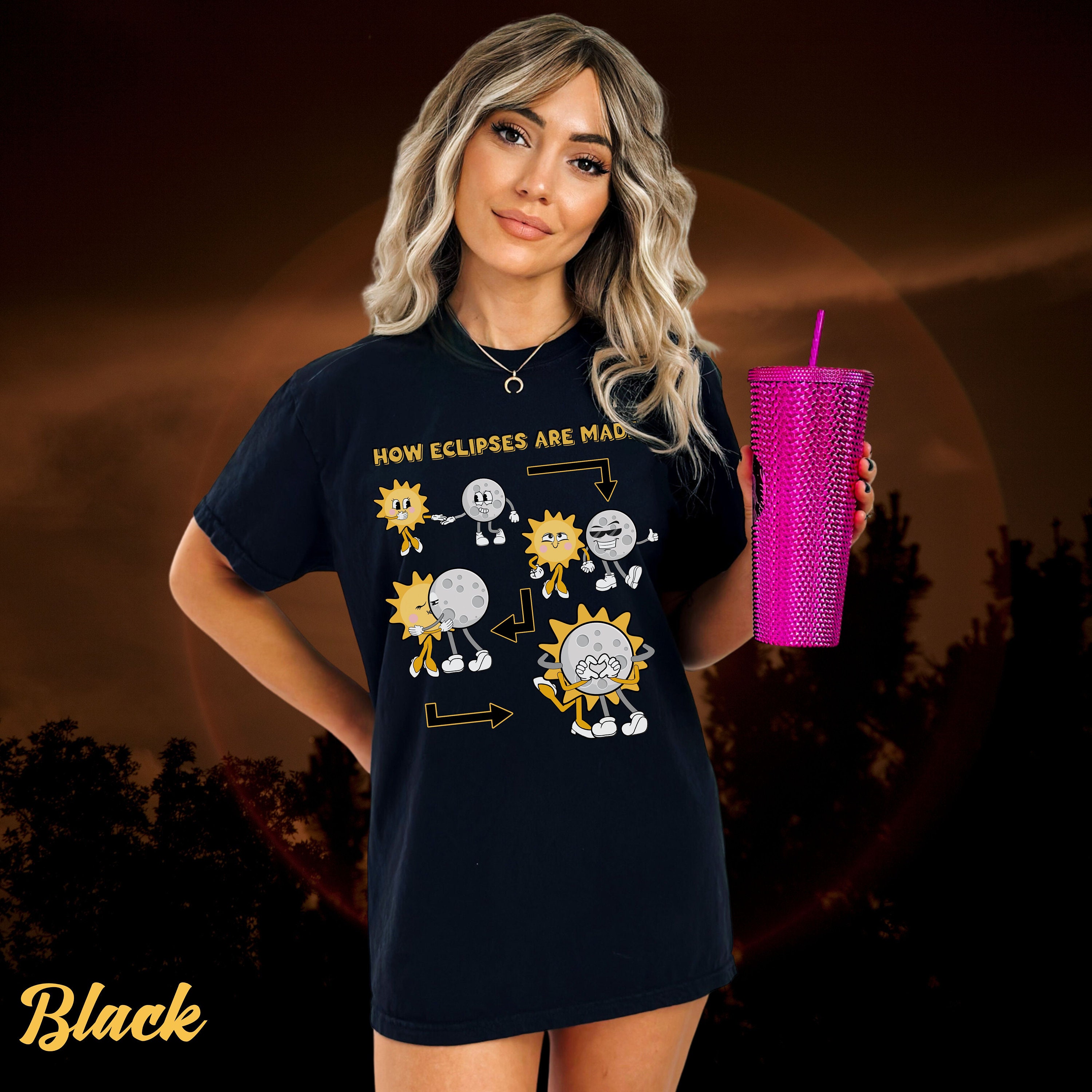 Retro Mascot Solar Eclipse T-shirt, Comfort Colors Sun Moon Cartoon ...
