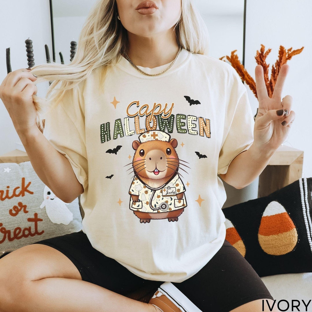 Personlized Capybara Nurse Shirt, Capy Halloween Nursing School Student ...