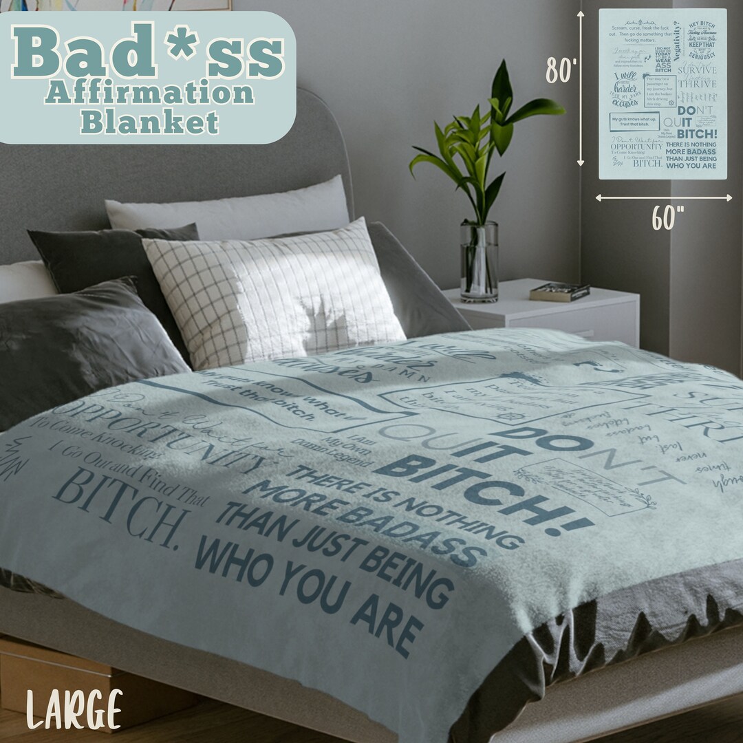 Badass Affirmation Blanket for Strong Women, Sweary Affirmations Throw Blanket for Badass Women ...