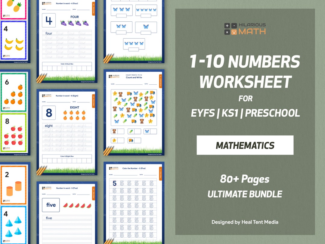 1 to 10 Numbers Worksheet Math Printable Worksheets for Kids - Etsy Ireland