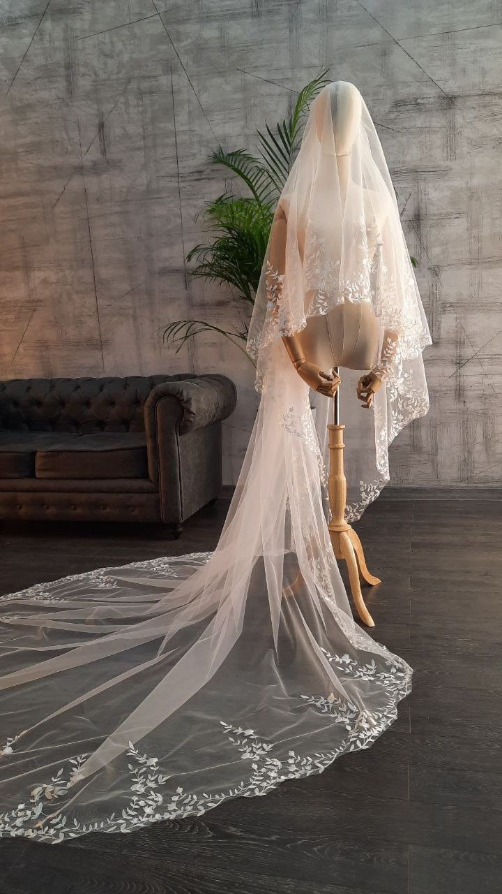 Elegant Modern Veil: Two-tiered Beauty With Exquisite - Etsy