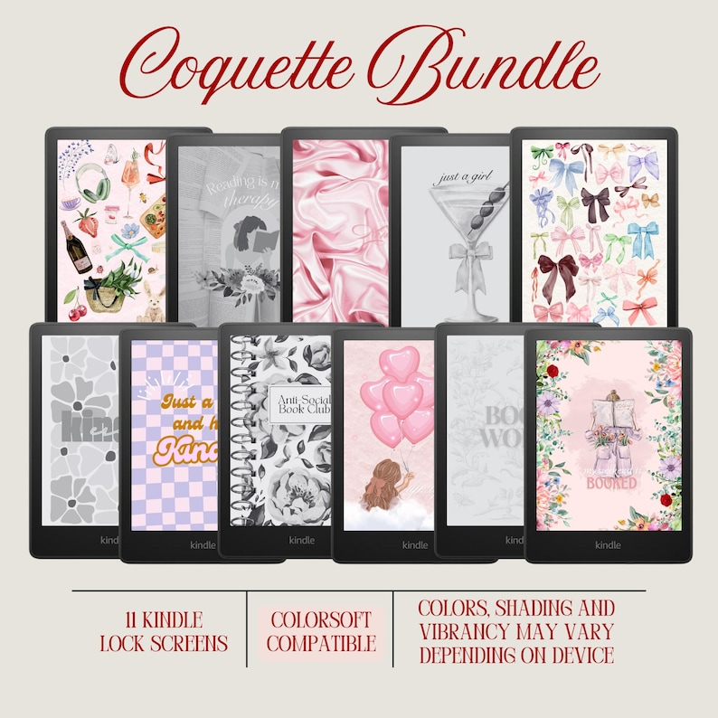 Coquette Kindle Lock Screen Bundle Kindle Accessories Just A Girl - Etsy
