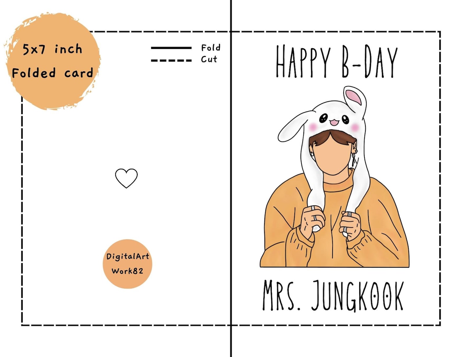 Printable Jungkook BTS Birthday Card, Jungkook BTS, Jeon Jungkook, BTS ...