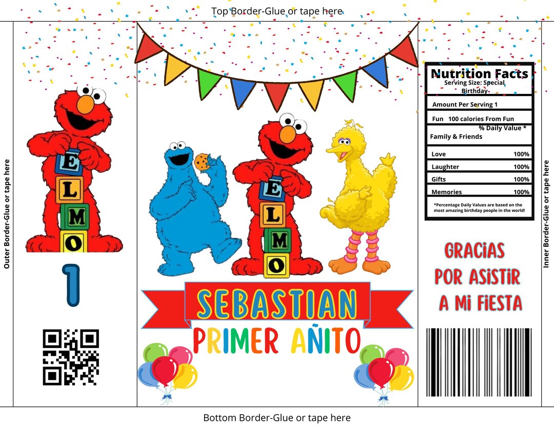 Elmo's CHIP BAGS Editable Template // Canva // Digital Download - Etsy