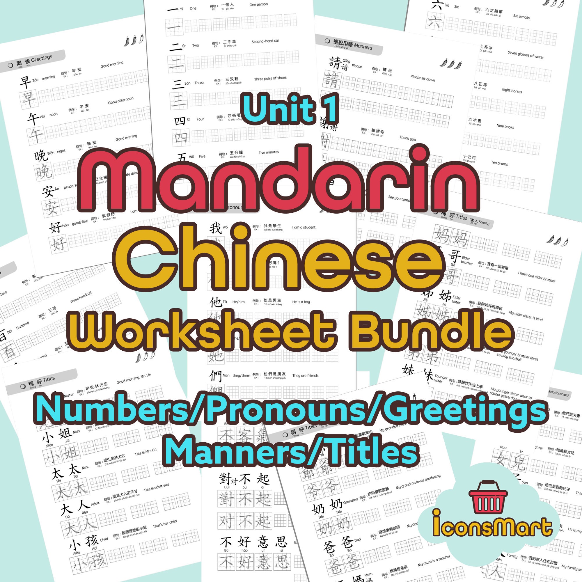 Mandarin Chinese Practice Worksheet Chinese Characters - Etsy