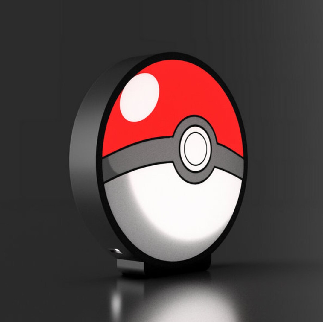 Pokemon Poke Ball LED 3D Printed Light Box Gaming Decor Catch 'em All ...