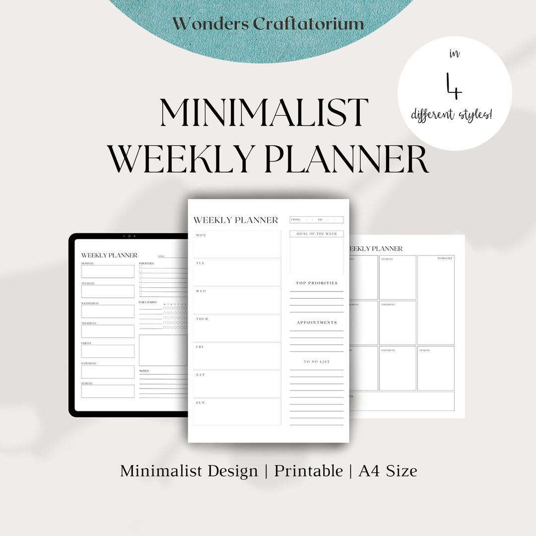 Minimalist Weekly Planner - Etsy