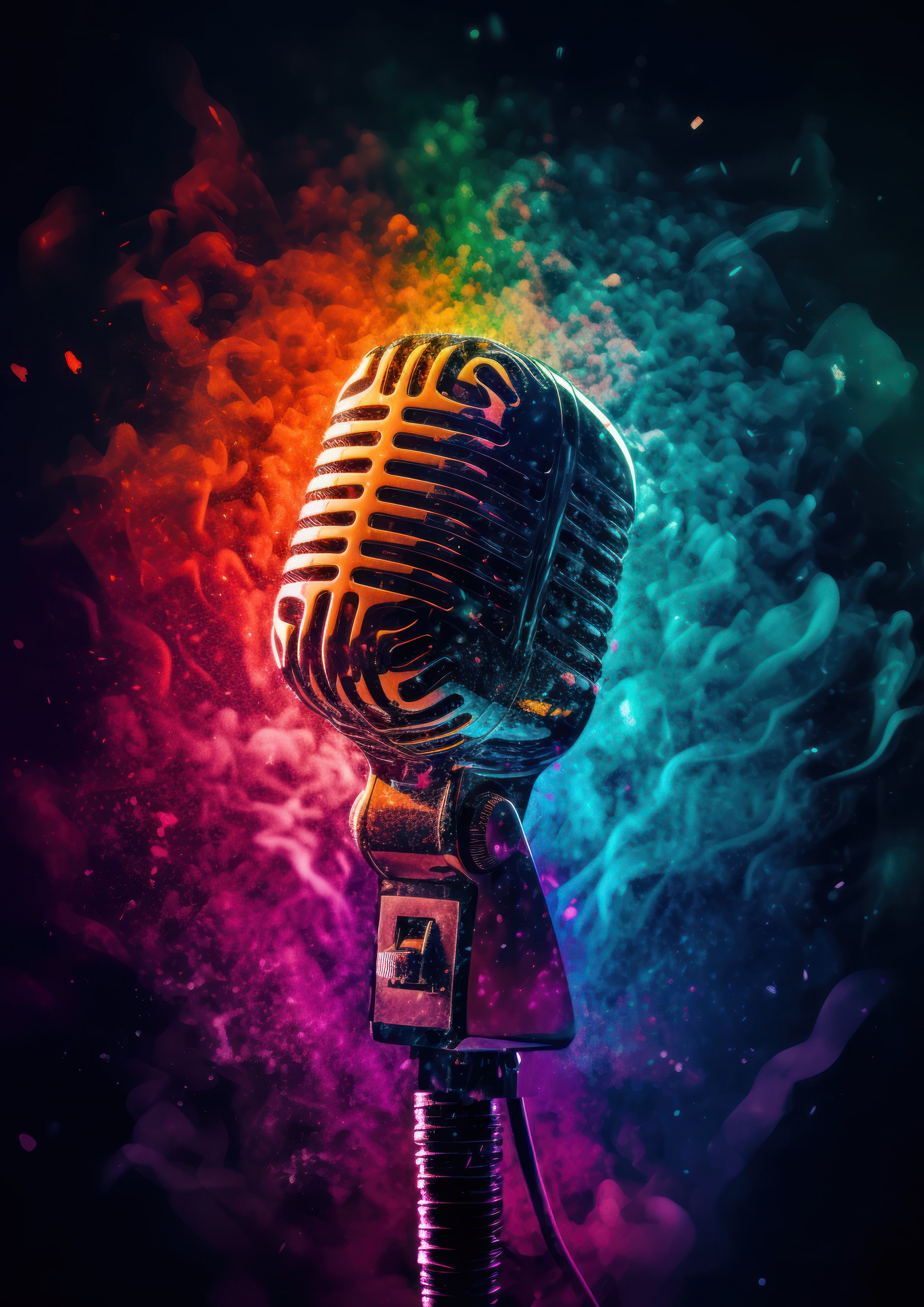 Microphone Wall Art for Music Studio Decor and Singer Gift, Digital ...
