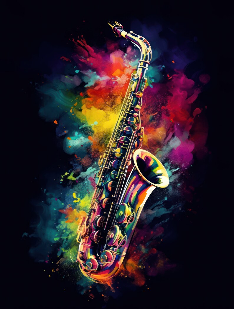 Saxophone Jazz Music Wall Art Print - Rustic Home Decor for ...