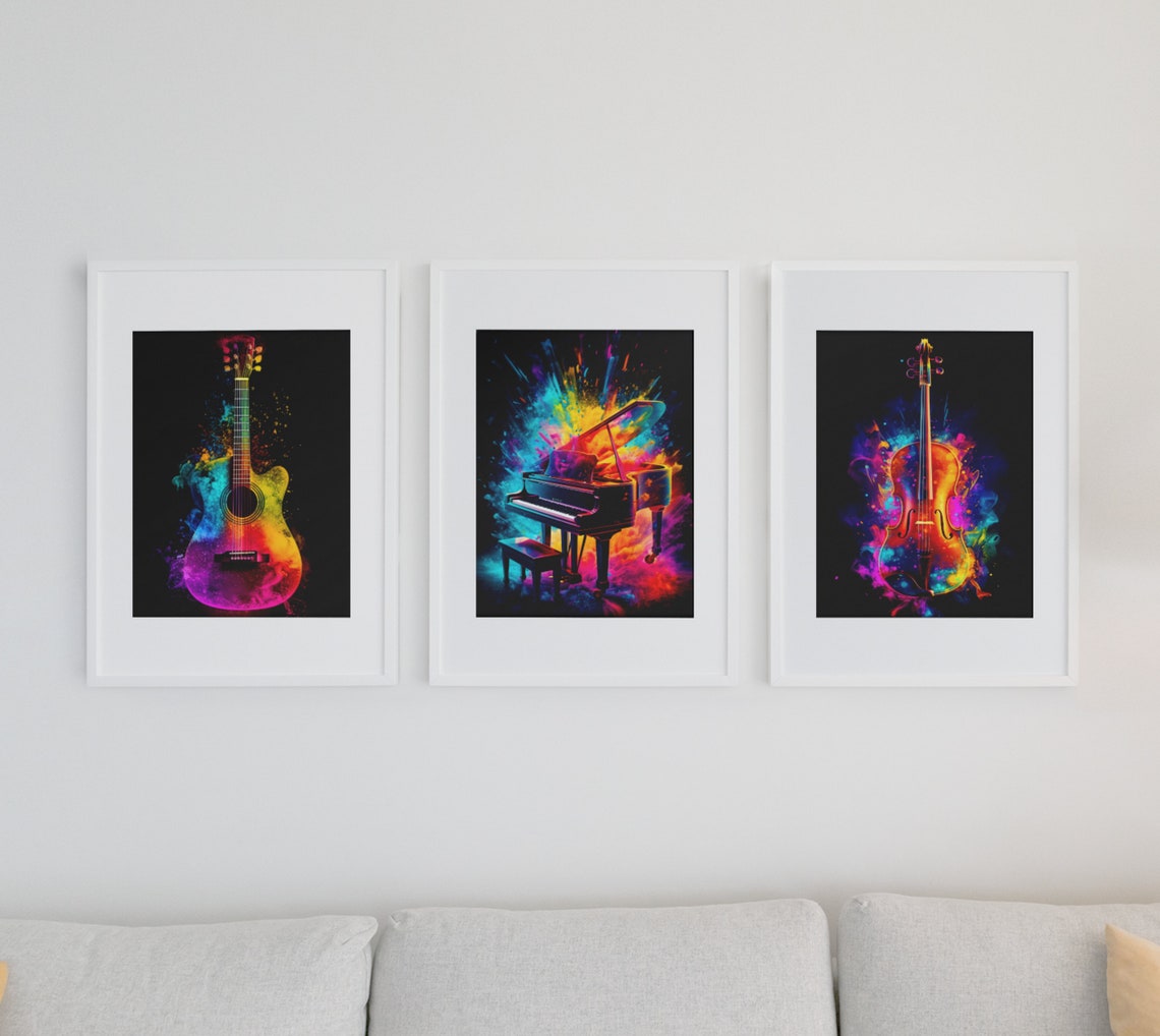 Guitar Wall Art of a Colorful Acoustic Guitar, Music Art, Wall Art ...