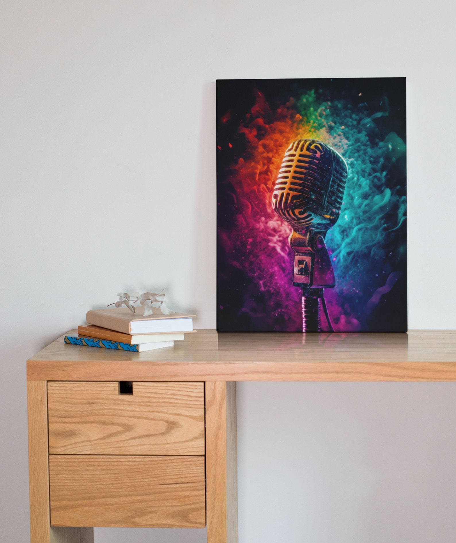 Microphone Wall Art for Music Studio Decor and Singer Gift, Digital ...