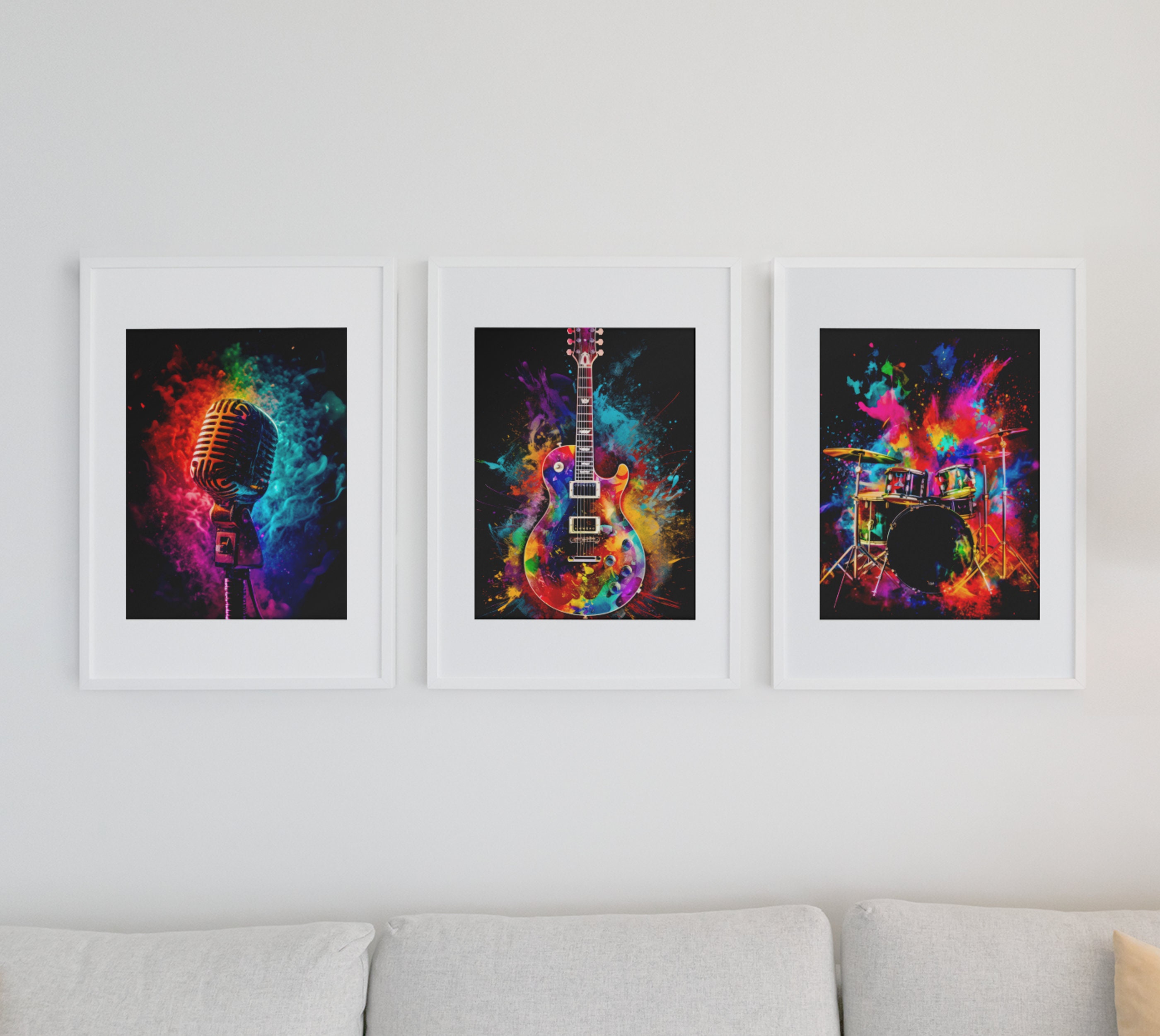 Microphone Wall Art for Music Studio Decor and Singer Gift, Digital ...