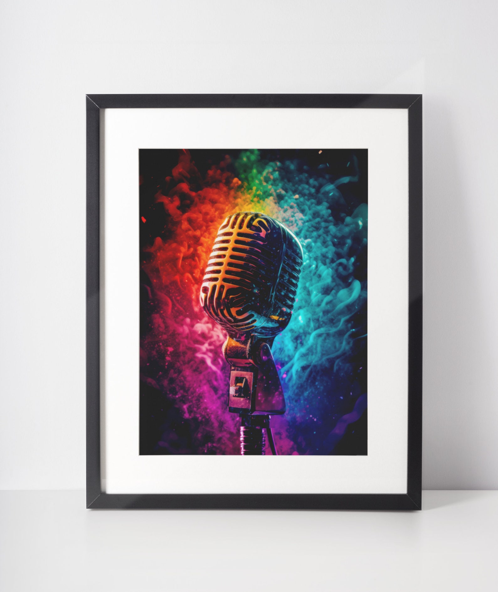 Microphone Wall Art for Music Studio Decor and Singer Gift, Digital ...