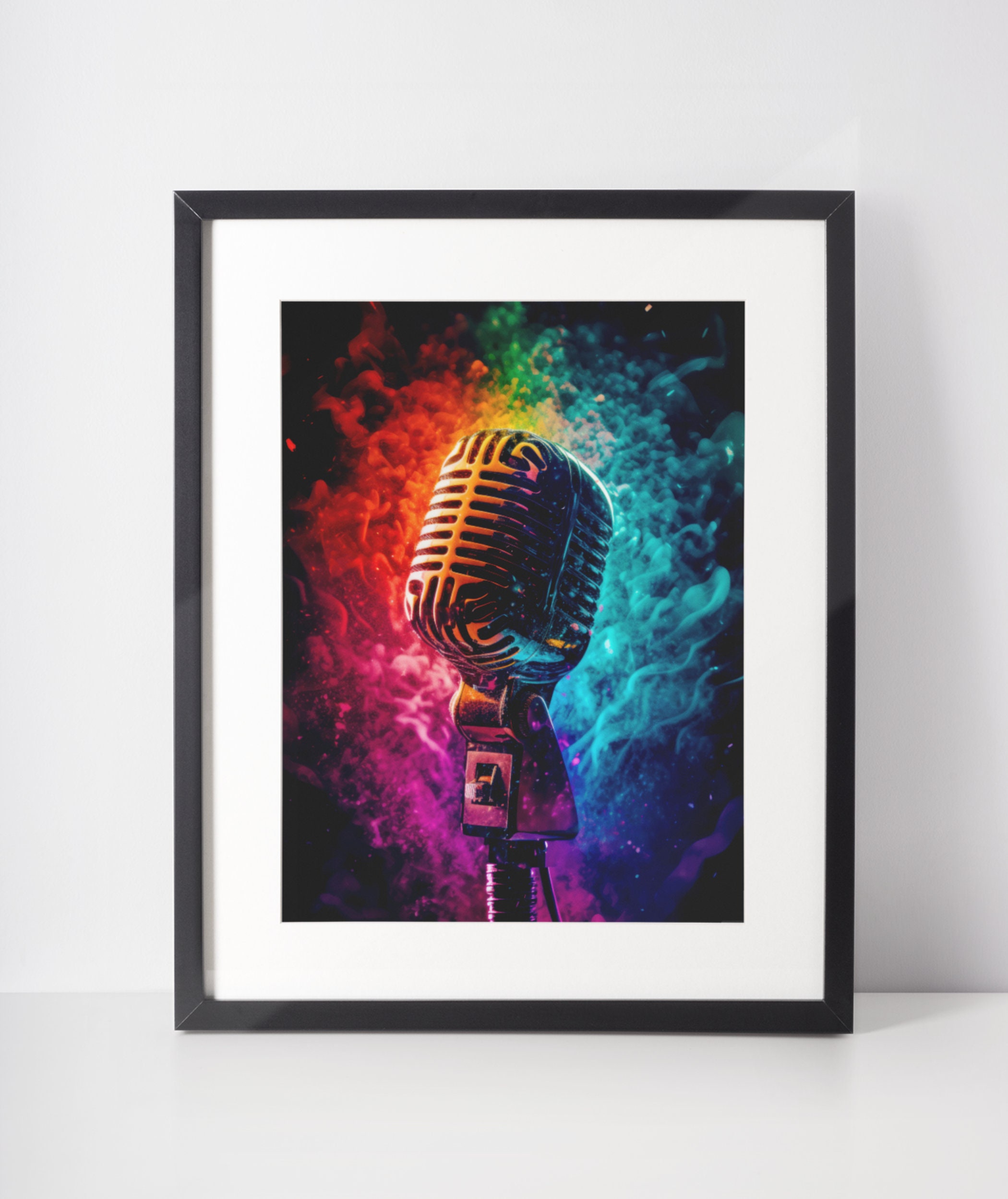 Microphone Wall Art for Music Studio Decor and Singer Gift, Digital ...