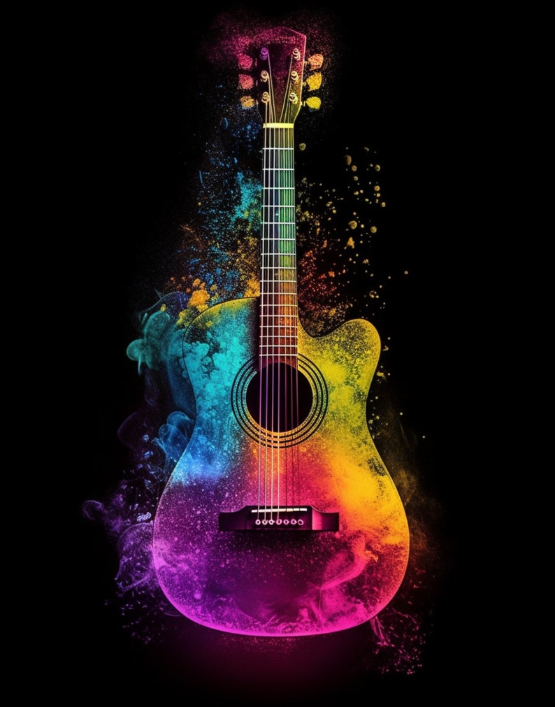 Guitar Wall Art of a Colorful Acoustic Guitar, Music Art, Wall Art ...