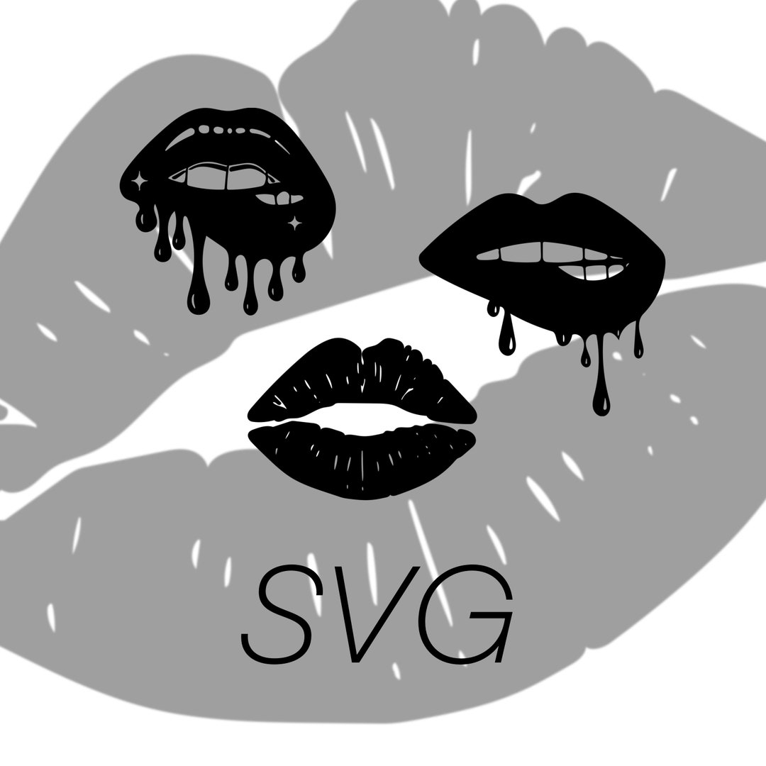 Mouth Kiss Mouth Kiss Set of 3 SVG File - Etsy